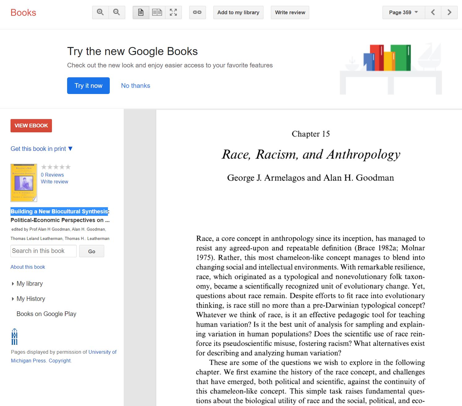 Race, Racism, and Anthropology